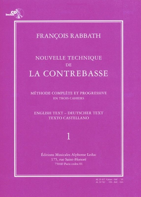 Rabbath: New Technique for the Double Bass Book 1 (Leduc) – cellissimo!