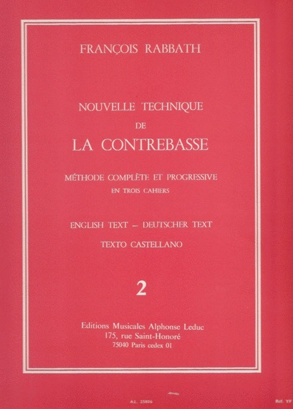 Rabbath: New Technique for the Double Bass Book 2 (Leduc) – cellissimo!